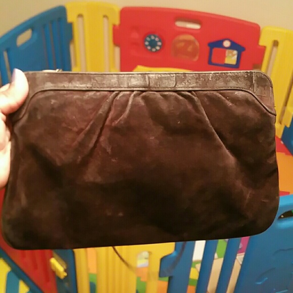 Bags | Vintage Chocolate Suede Clutch | Poshmark